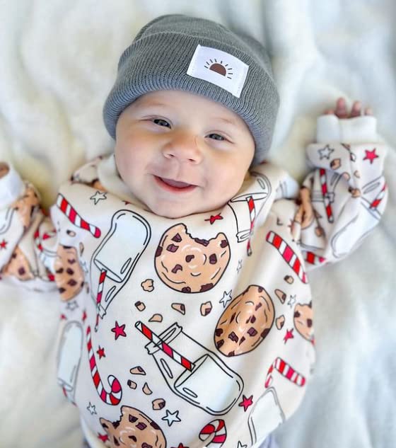 Cevoerf Infant Baby Girl Boys Christmas Outfit - Oversized Xmas Cookie Print Romper Sweatshirt Christmas Clothes