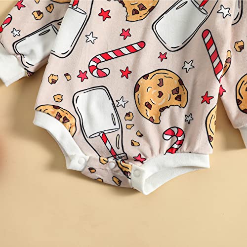 Cevoerf Infant Baby Girl Boys Christmas Outfit - Oversized Xmas Cookie Print Romper Sweatshirt Christmas Clothes