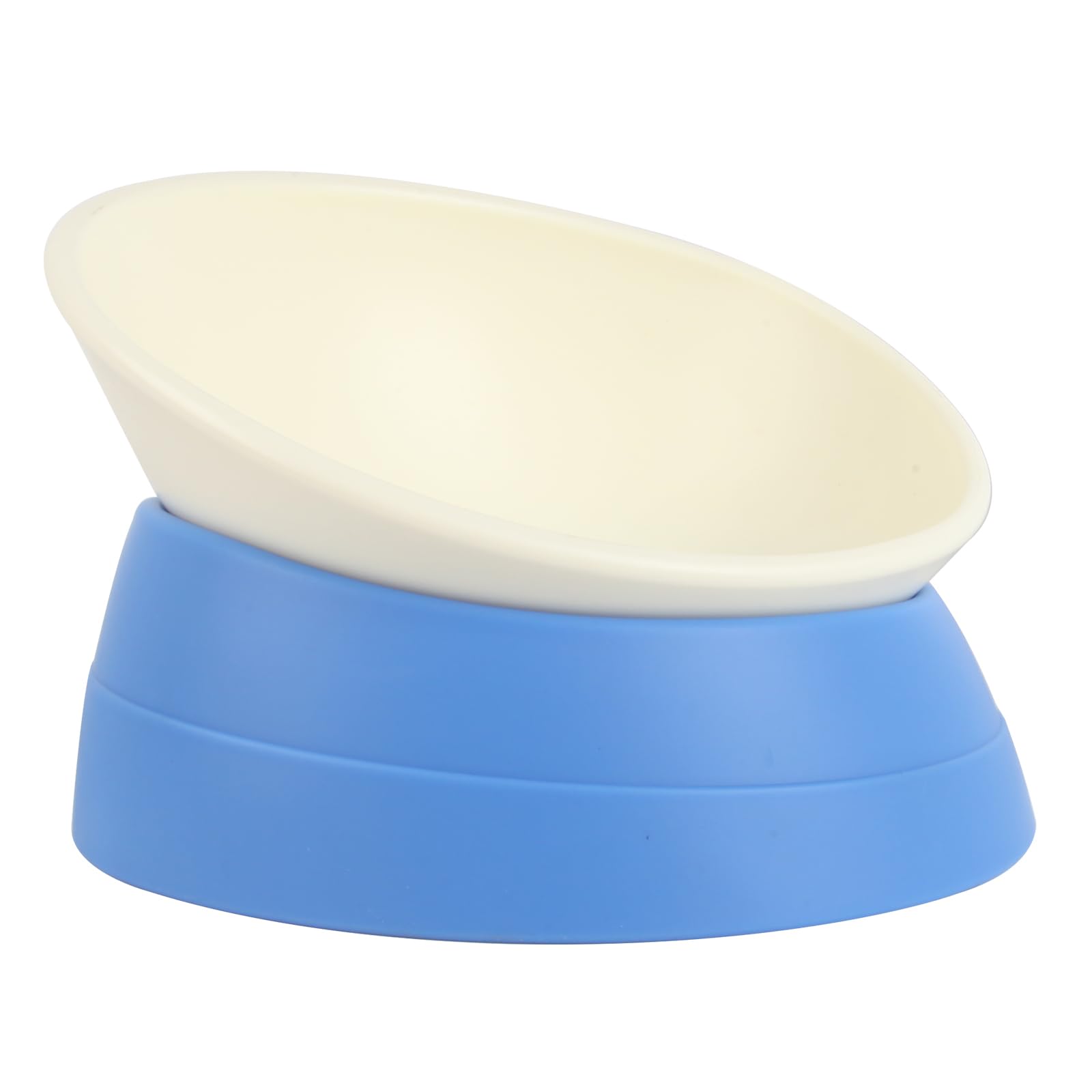 Bulldog Bowl Anti-Slip Dog Cat Dish Detachable Rubber Dog Bowl Pet Sterile Tilted Pet Feeder Slope Base (Blue, 2 Cup (Small/Medium Dog))