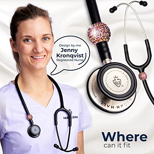 BJÖRN HALL Stethoscope Cardiology Charms for Nurses - Pink | Stand Out- Bling Stethoscope Charms | Fits littman Cardiology MDF Adscope | Gift for- Nurse Veterinary RT| Rose Gold - Rubylicious Crystal