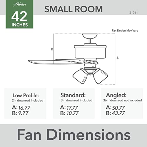 Hunter Fan Company, 51011, 42 inch Southern Breeze Brushed Nickel Ceiling Fan with LED Light Kit and Pull Chain