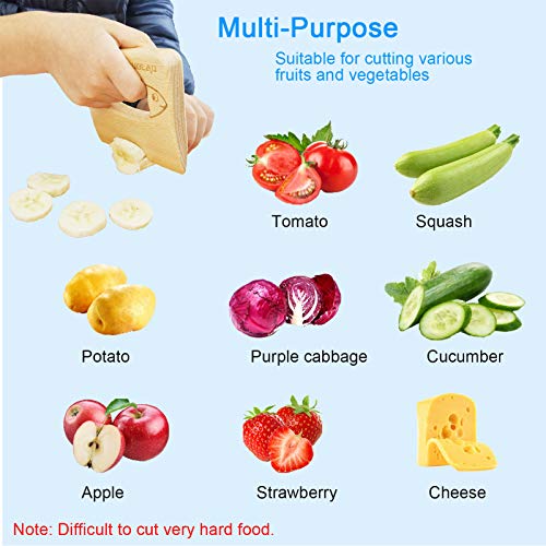 LUOLAO Wooden Kids Knife for Cooking and Safe Cutting Veggies Fruits, Cute Fish Shape Kids Kitchen Tools, 2-5 Years Old Applicable