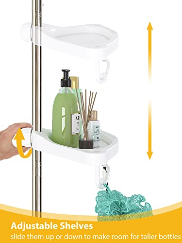 Corner Shower Caddy with Tension Pole and Rustproof Shelves