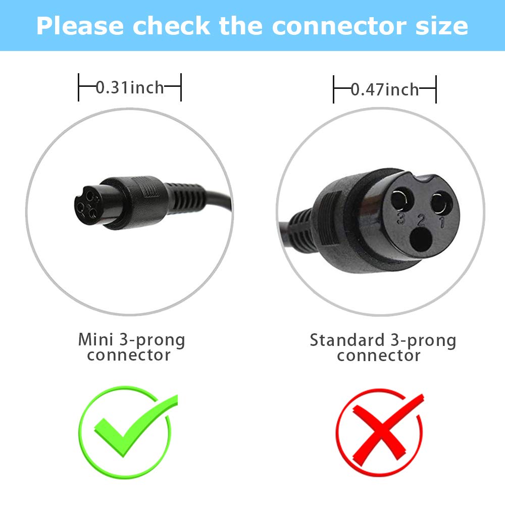 EVAPLUS 42V 2A Power Adapter with 8mm Mini 3-Prong Connector,Universal Replacer for 36V Lithium Battery Power Supply Adaptor