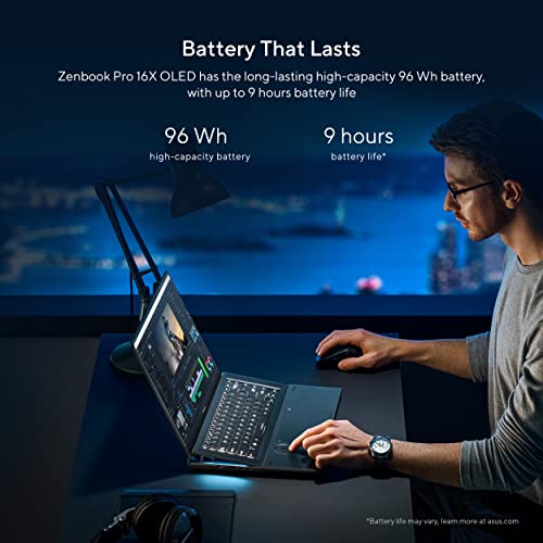 ASUS Zenbook Pro 16X OLED 16" 4K OLED 16:10 Touch Display, Dial, Intel i7-12700H CPU, GeForce RTX 3060 Graphics, 16GB RAM, 1TB SSD, Windows 11 Home, Tech Black, UX7602ZM-DB74T
