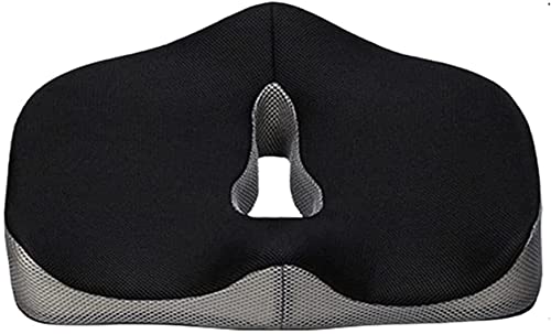 SMSOM Ergonomic Memory Foam Seat Cushion, Office Soft Seat Cushion, Washable Cover, Comfortable Coccyx Cushion for Home Office Chair Pad, Car Seat, Wheelchair (Black)