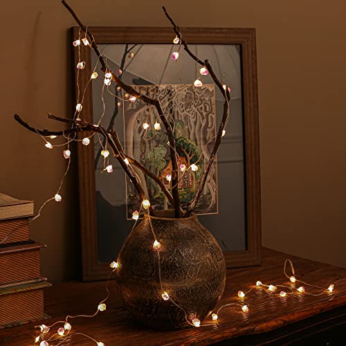 LUSHARBOR Crystal String Lights Indoor Battery Operated, Natural Fluorite String Lights, Amethyst Raw Stones Decorative Lights 9.8ft 30 LEDs String Lights for Bedroom Party Christmas Wedding Decor