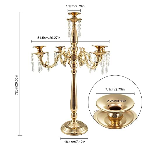 Vincidern Gold Candelabra Centerpiece, 5 Arm Candelabra Candle Holder for Wedding Dining Table Decor, Birthday Party, Christmas, Home Decor (28 Inch Tall)