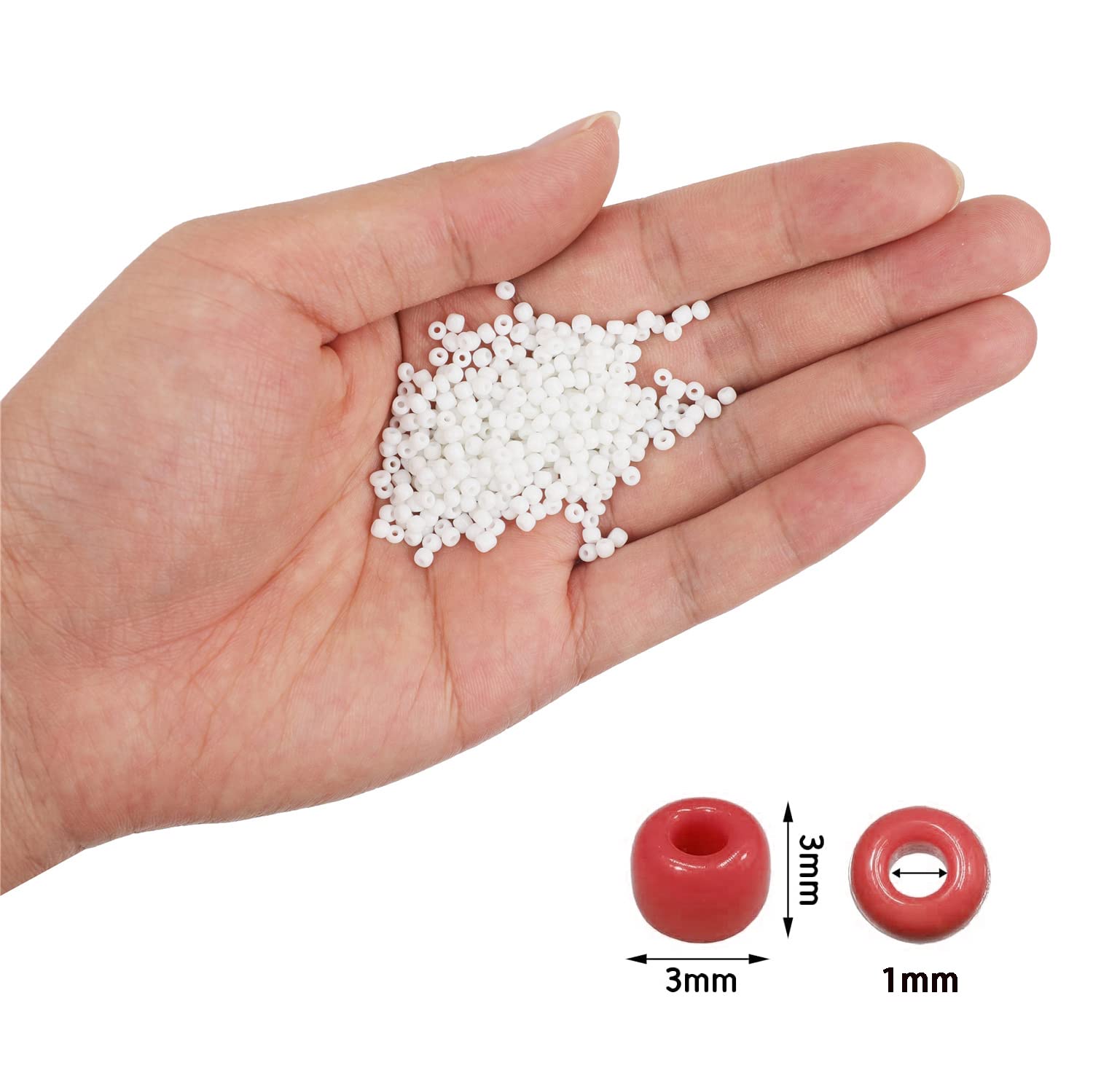 Auvoau 3mm Glass Seed Seed Beads Opaque White About 5000pcs/150Grams 8/0 Small Craft Beads for DIY Bracelet Necklaces Craft Jewelry Making Supplies