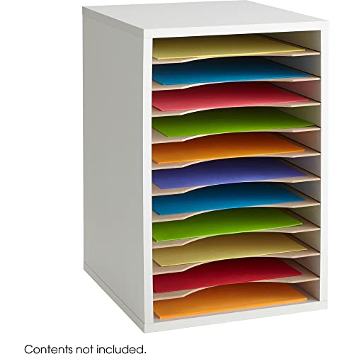 Safco Products Vertical Desktop Sorter, 11 Compartment 9419GR, Gray, Letter-size Shelves, Durable Laminate Finish. Home Office and Classroom Organization