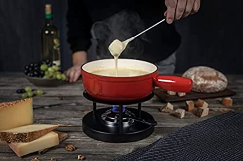 Kuhn Rikon Induction Cast Iron Fondue Pot, 9.45", Red