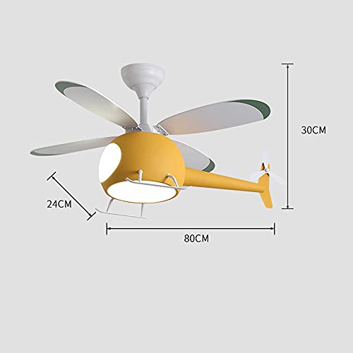 KNOXC Chandelier Home Cartoons Airplane Fan Light Child Electric Fan Modern Simplicity Ceiling Light Ceiling Fan Lights 6-Speed Speed Regulation Mute Ventilator/Yellow
