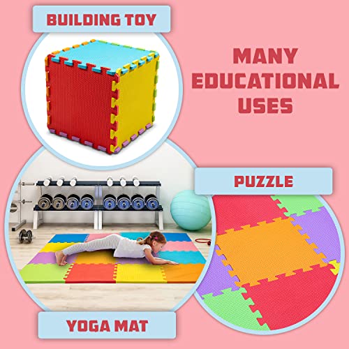 ToyVelt Foam Play Mat for Baby Kids Interlocking Foam Puzzle Floor Mats β EVA Non Toxic for Crawling, Exercise, Playroom, Play Area, Baby Nursery - 16 Tiles, Solid Colors