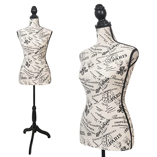 Sewing Mannequin Torso Dress Form, Female Manikin Body with Tripod Base Stand, Adjustable Clothing Foam Form 58-67 inch Height, for Dressmakers Dress Jewelry Display, Crowns