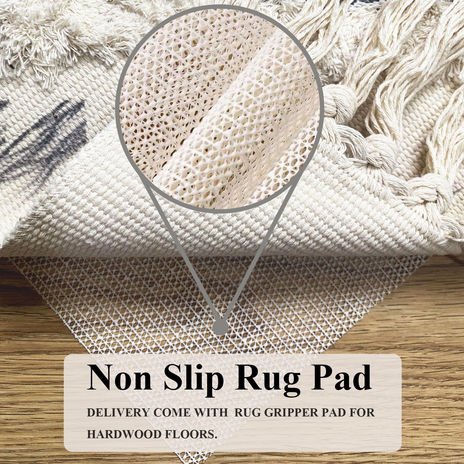 Boho Runner Rug 2'x6', Washable Hallway Farmhouse Area Rug, Kitchen Floor Mat with Tassels, Tufted Cotton Woven Entryway Carpet, Grey