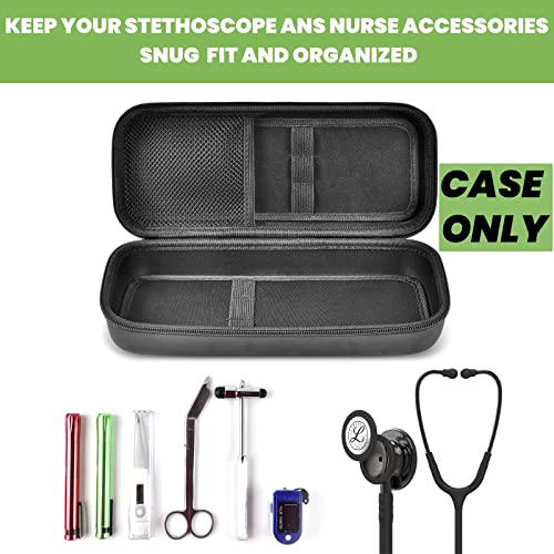 Stethoscope Case Compatible with 3M Littmann Classic III Monitoring/Lightweight II S.E/Cardiology IV Diagnostic/MDF Acoustica Stethoscopes, Extra Pocket for Doctor & Nurse Accessories (Black)