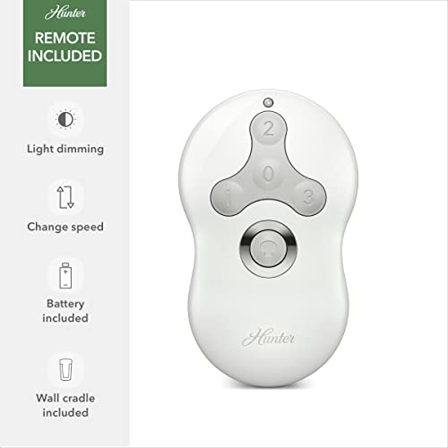 Hunter Fan Dempsey Low Profile Indoor Ceiling Fan with LED Light and Remote Control, Metal, Fresh White, 44 Inch