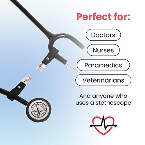 ScopePal Clip for Stethoscopes, Stethoscope Clip for Doctors, Nurses, Medical Students, Stethoscope Accessory Compatible with 3M Littmann Classic III, Lightweight II S.E, and More, Black