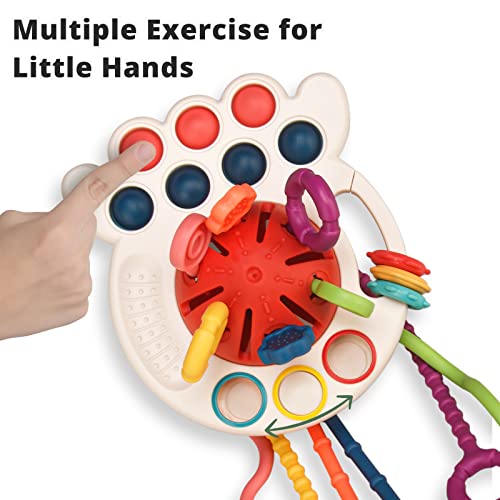 Tiyol Montessori Toys for 1+ Year Old, Food Grade Silicone Pull String Activitys, Developmental Pulling Teething Baby Sensory Toy, Fun Car Seat Airplane Travel Toddler Boy &Girl Infant Birthday Gifts