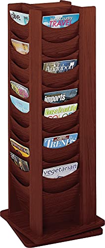 Safco 4335Mh Rotary Display 48 Compartments 17-3/4W X 17-3/4D X 49-1/2H Mahogany