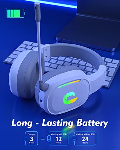 Jeecoo G80 Wireless Gaming Headset - 7.1 Surround Sound, Detachable Noise Canceling Mic, Low Latency 2.4G Wireless Gaming Headphones, Shining RGB - Works with PS4 PS5 PC Laptop Computers