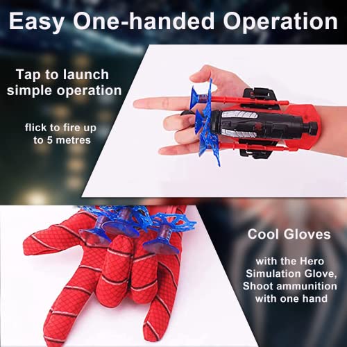 Spider Web Shooting Game, 2 Sets Spider Web Shooters for Kids Launcher Gloves Hero Movie Launcher with Wrist Toy Set Funny Decorate Children Wrist Toy Set Funny Educational