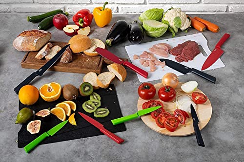 KUHN RIKON Colori+ Non-Stick Straight Paring Knife with Safety Sheath, 4 inch/10.16 cm Blade, Green