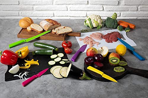 KUHN RIKON Colori+ Non-Stick Straight Paring Knife with Safety Sheath, 4 inch/10.16 cm Blade, Green