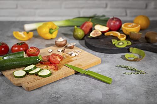 KUHN RIKON Colori+ Non-Stick Straight Paring Knife with Safety Sheath, 4 inch/10.16 cm Blade, Green