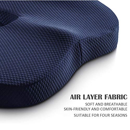Office Chair Cushion for Butt,Comfort Memory Foam Seat Cushion,Ergonomic Chair Pad Pillow,Tailbone Pain Relief Cushion,Machine Washable Cover-Bamboo Charcoal Memory Foam