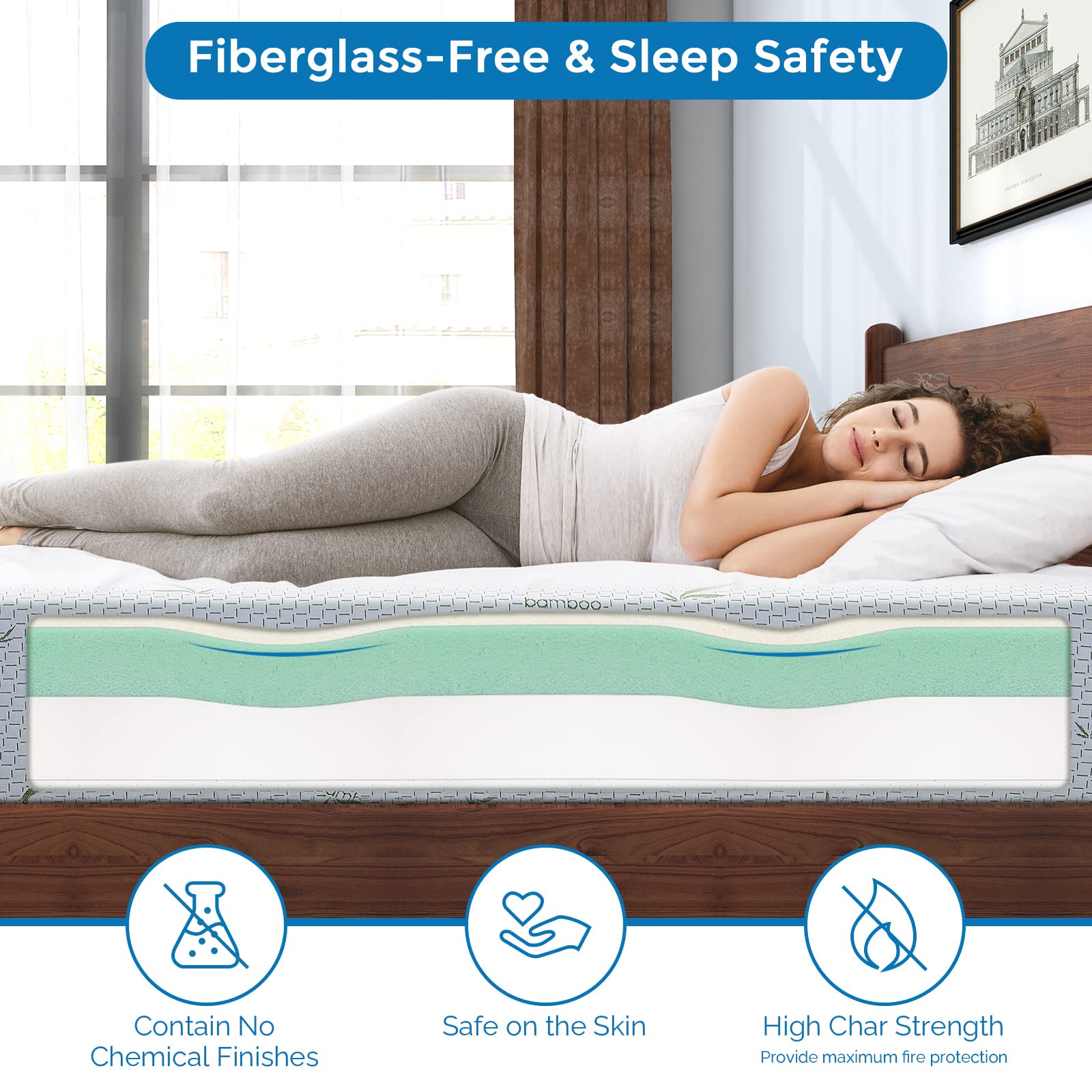 IULULU Full Mattress, 10 Inch Memory Foam Mattress in a Box, Green Tea Gel Infused Mattresses with Breathable Cover for Cool Sleep, Medium Supportive, CertiPUR-US Certified