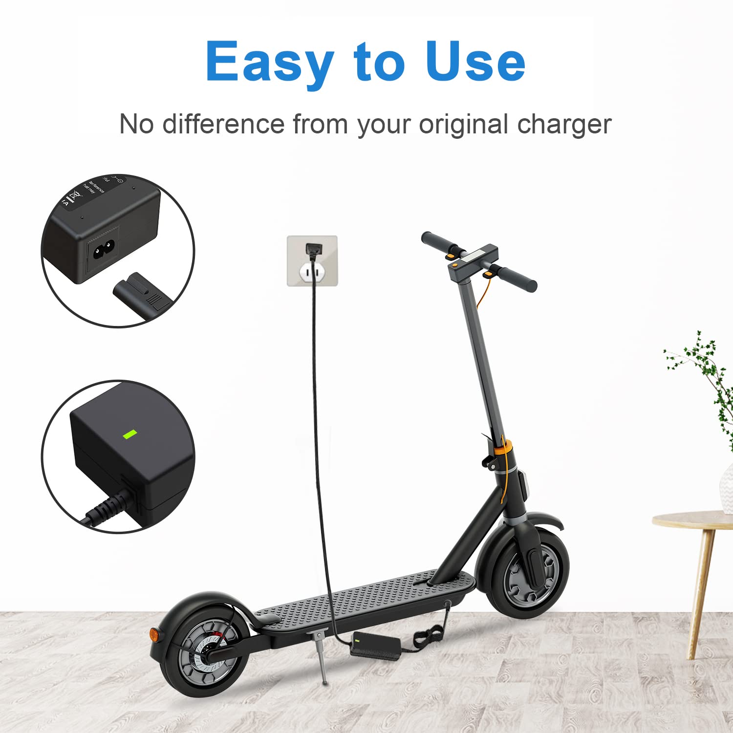 42V 2A Charger 3 Prong for for Pocket Mod, Sports Mod, and Dirt Quad Scooter, Electric Scooter Lithium Battery Charger