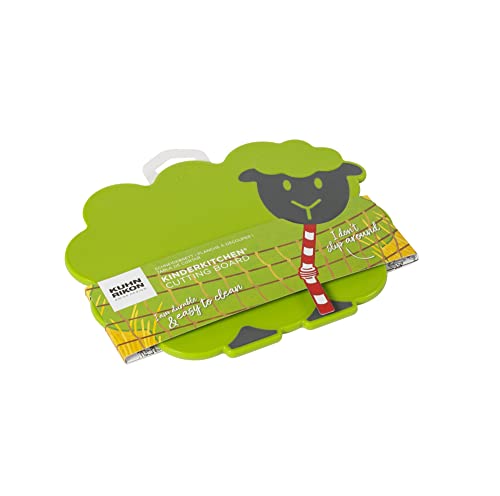 Kuhn Rikon Kinderkitchen Kids Cutting Board, Sheep, 9.8" x 9.1" x 4.3", Green | Child-Friendly Kitchen Tools For Real Cooking