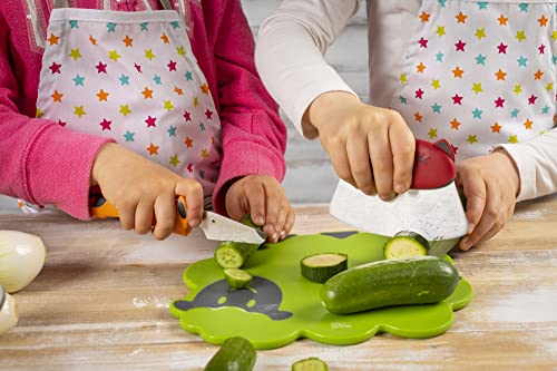 Kuhn Rikon Kinderkitchen Kids Cutting Board, Sheep, 9.8" x 9.1" x 4.3", Green | Child-Friendly Kitchen Tools For Real Cooking