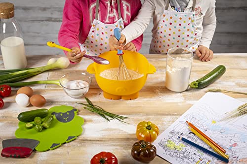 Kuhn Rikon Kinderkitchen Kids Cutting Board, Sheep, 9.8" x 9.1" x 4.3", Green | Child-Friendly Kitchen Tools For Real Cooking