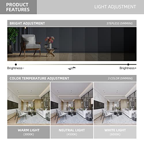 Aajqv 36.2" Ceiling fans with lights,3 color temperatures,6 Gear Wind Speed ceiling fan with lights remote control,flush mount ceiling fan for Bedroom, living room 70W (36.2", Black)