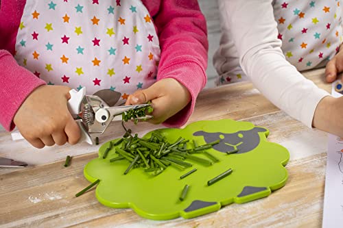 Kuhn Rikon Kinderkitchen Kids Cutting Board, Sheep, 9.8" x 9.1" x 4.3", Green | Child-Friendly Kitchen Tools For Real Cooking