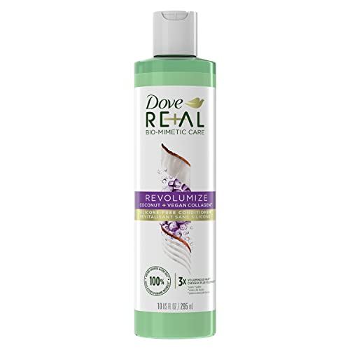 Dove RE+AL Bio-Mimetic Care Conditioner For Fine, Flat Hair Revolumize Silicone-Free Conditioner With Coconut + Vegan Collagen 10oz