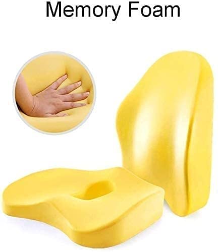 OJOINK Seat Cushion and Lumbar Support Pillow, Office Chair Memory Foam Car Seat Cushion, Ergonomic Desk Chair Cushion for Tailbone, Back Pain, Sciatica Relief