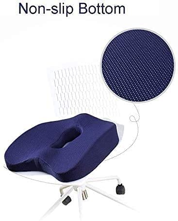 OJOINK Seat Cushion and Lumbar Support Pillow, Office Chair Memory Foam Car Seat Cushion, Ergonomic Desk Chair Cushion for Tailbone, Back Pain, Sciatica Relief