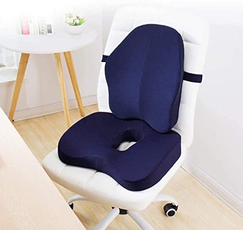 OJOINK Seat Cushion and Lumbar Support Pillow, Office Chair Memory Foam Car Seat Cushion, Ergonomic Desk Chair Cushion for Tailbone, Back Pain, Sciatica Relief