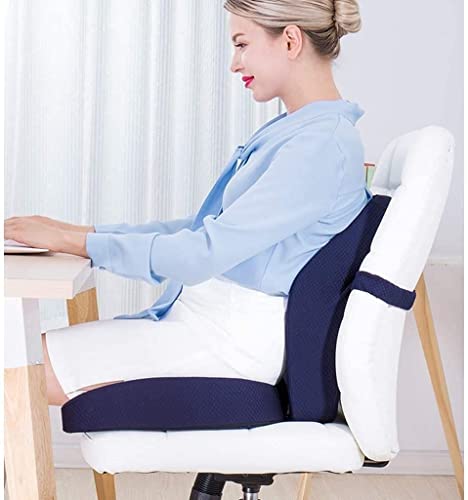 OJOINK Seat Cushion and Lumbar Support Pillow, Office Chair Memory Foam Car Seat Cushion, Ergonomic Desk Chair Cushion for Tailbone, Back Pain, Sciatica Relief