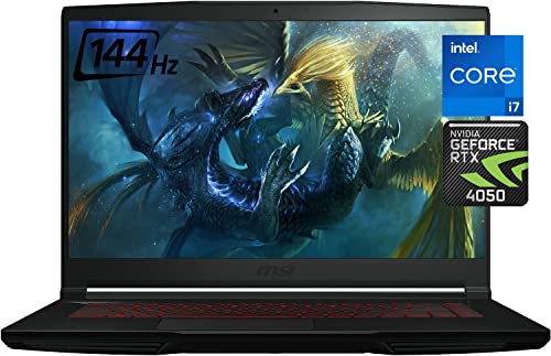 MSI Thin GF63 15.6" 144Hz Gaming Laptop Newest, Intel Core i7-12650H, NVIDIA GeForce RTX 4050, 16GB RAM, 512GB NVMe SSD, Type-C, Cooler Boost 5, Win11 +GM Accessories