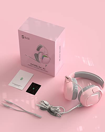 Black Shark Gaming Headset for PC, PS4, PS5, Xbox, Switch, All-in-1 Gaming Headphones with Ultra-Clear Bendable Mic, 50mm Dynamic Drivers, Noise Isolation Ear Cushions, in-line Controls - Pink