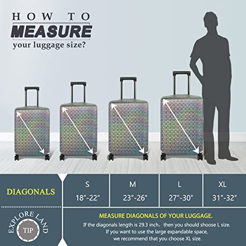 Explore Land Travel Luggage Cover Suitcase Protector Fits 18-22 Inch Luggage (Reflective Metallic, S)