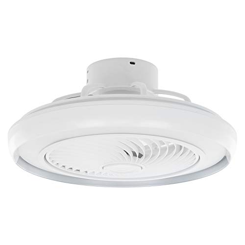 Low Profile Ceiling Fan with Lights Remote, 20" Enclosed Bladeless Ceiling Fan Flush Mount Ceiling Fan with 3 Colors LED Bladeless Ceiling Fan for Bedroom Living Room Kitchen Fan (Multi-3)
