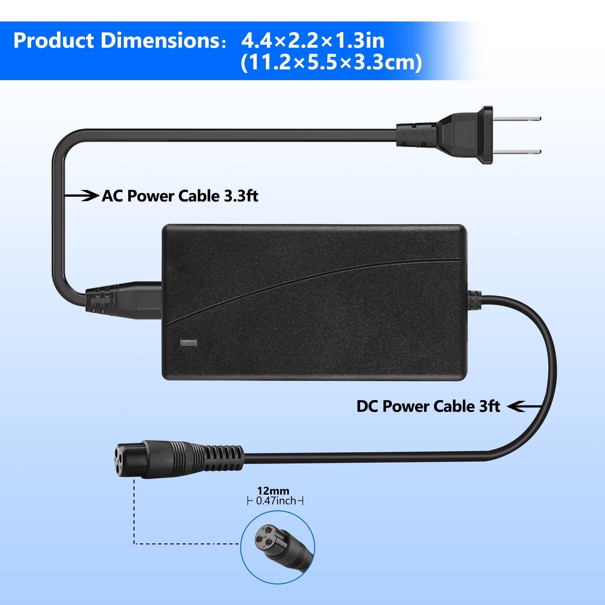 BXIZXD 24V 1.5A Charger for Razor Electric Scooter, Standard 3-Prong Inline for Razor E100 E300 E125 E150 E500 E175 PR200, MX350 E225S E325S, Pocket Mod, Sports Mod, Dirt Quad, Motorcycle Dirt Bike