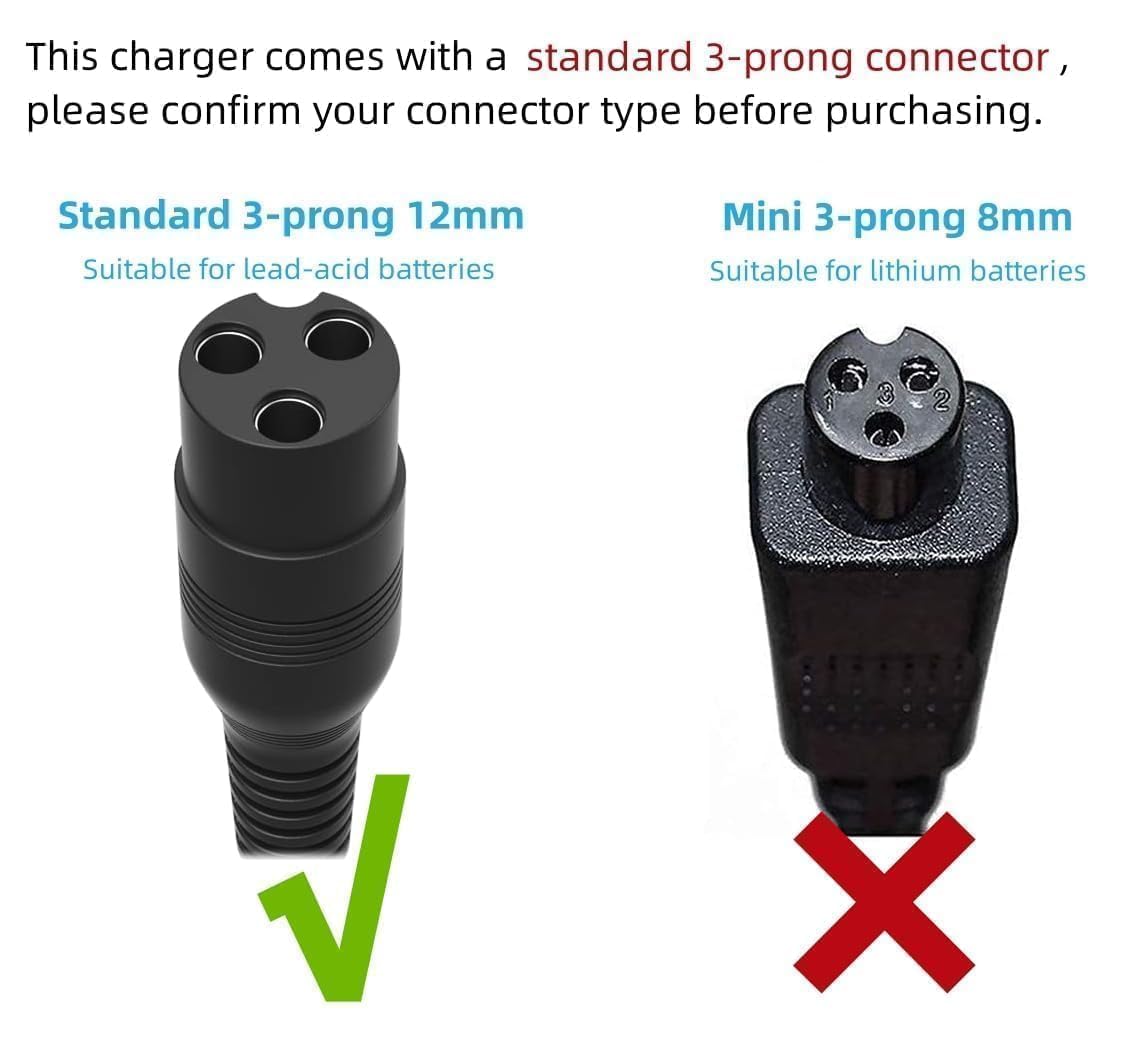 BXIZXD 24V 1.5A Charger for Razor Electric Scooter, Standard 3-Prong Inline for Razor E100 E300 E125 E150 E500 E175 PR200, MX350 E225S E325S, Pocket Mod, Sports Mod, Dirt Quad, Motorcycle Dirt Bike