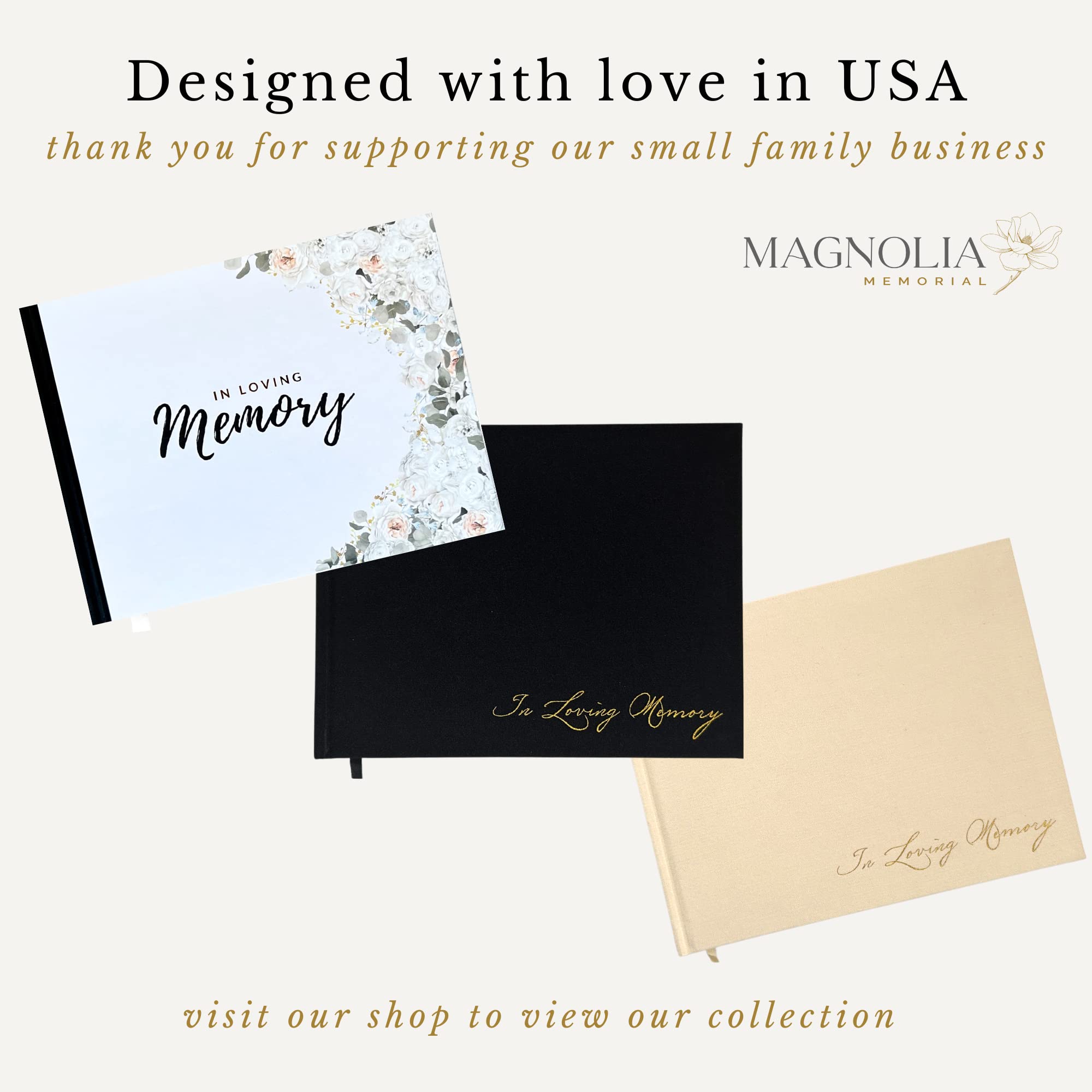 Funeral Guest Book - Elegant in Loving Memory Memorial Service Guest Book for Funeral with Matching Share A Memory Table Stand - 250 Guests Entries with Name & Address, Hardcover (Ivory)