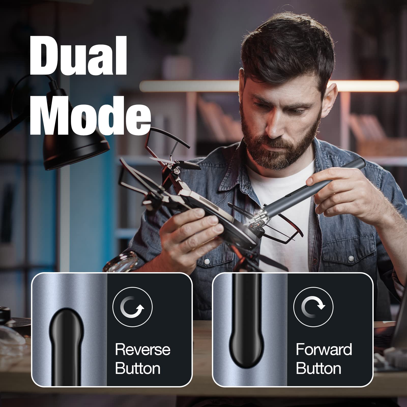 PKEY Mini Electric Screwdriver, All-in-One Precision Electric Screwdriver, 2 Torque with 28 Magnetic Precision Bits,LED Light & Dual Mode, Repair Tool Set for Phone Camera Laptop Watch